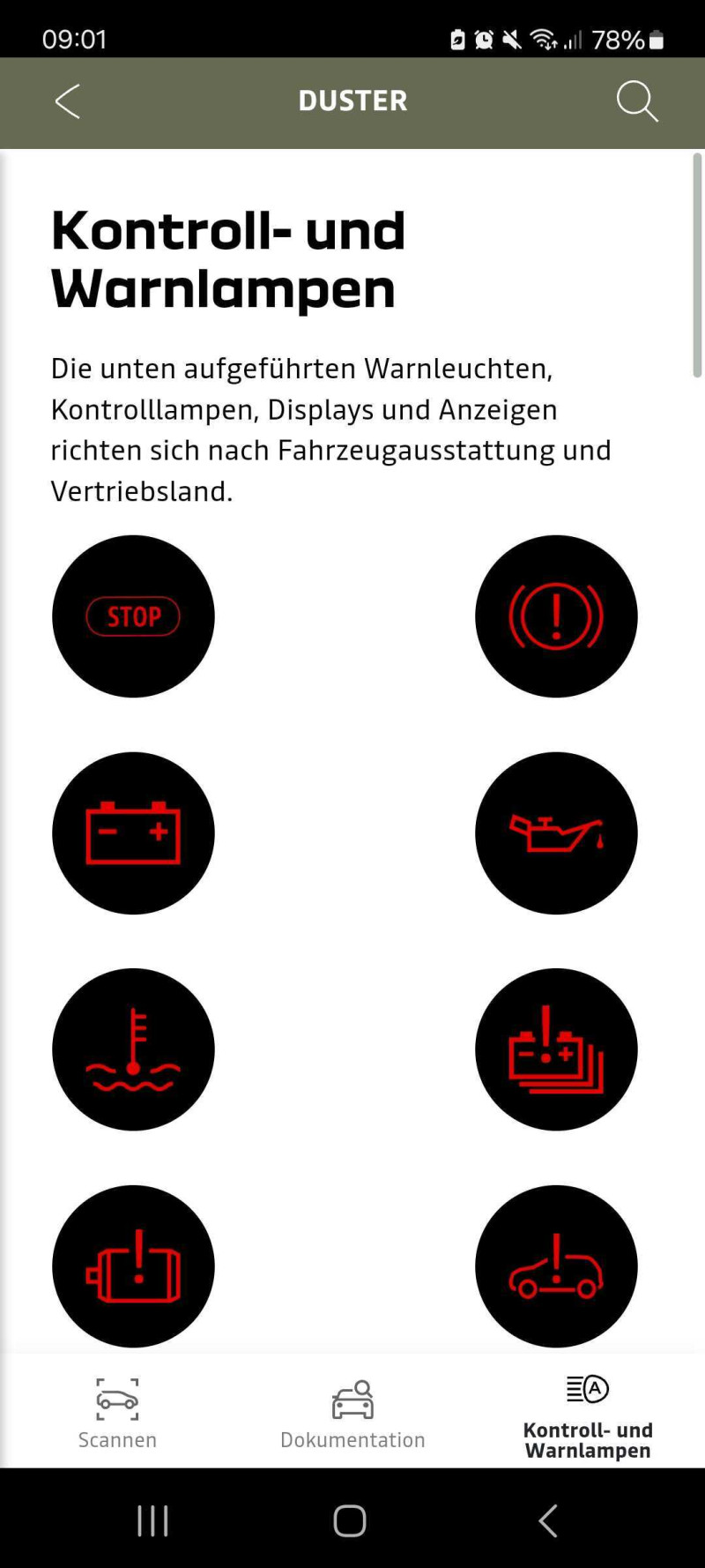 Dacia Warnleuchten Bedeutung